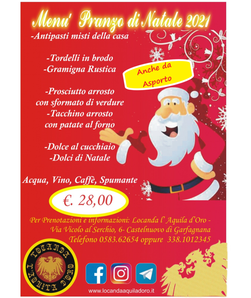 Il Menù del Pranzo di Natale 2021 – Locanda Aquila d'Oro